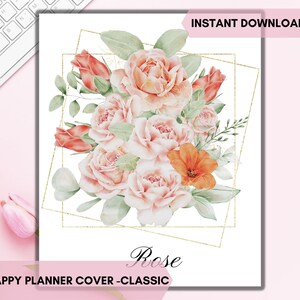 Month Flower Rose Big Happy Planner Cover Printable Birth Flower ...