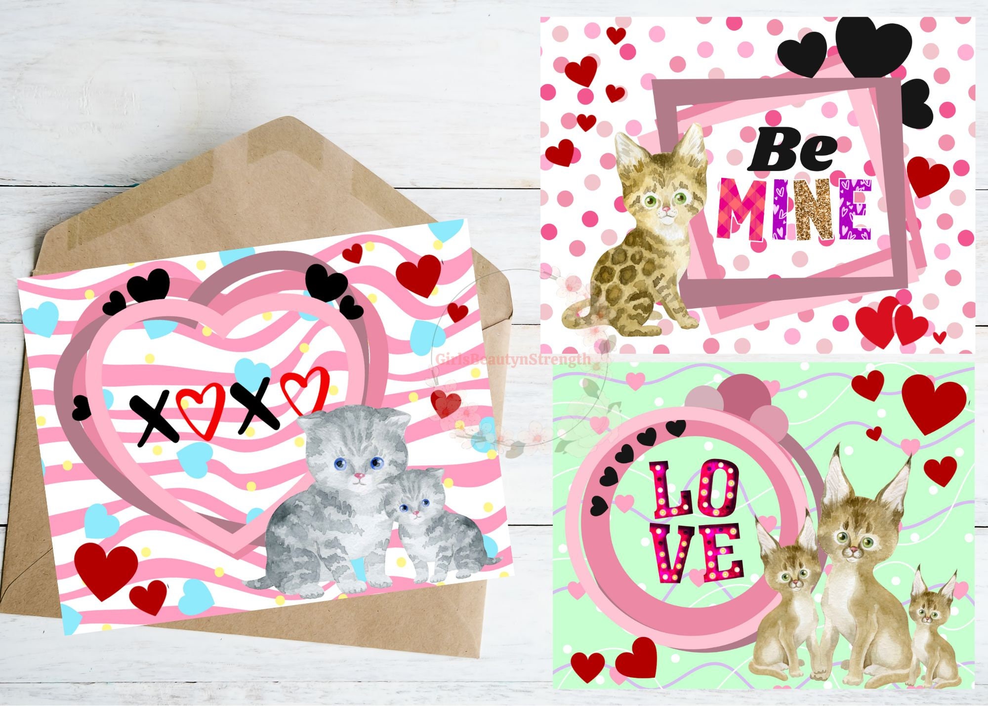 Cat Valentines Day Card for Kids Classroom Printable Cute Siamese ...