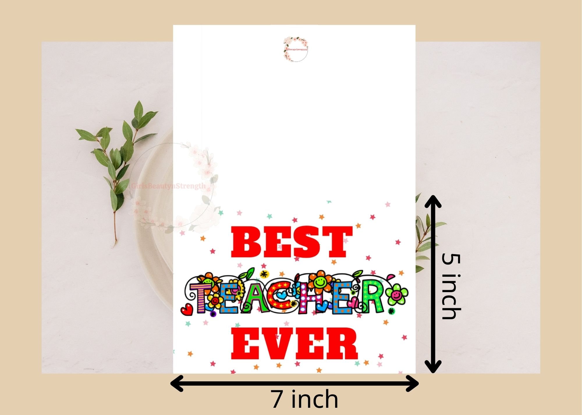 Teacher Thank You Card Printable Principal Thank You Note Best Teacher ...