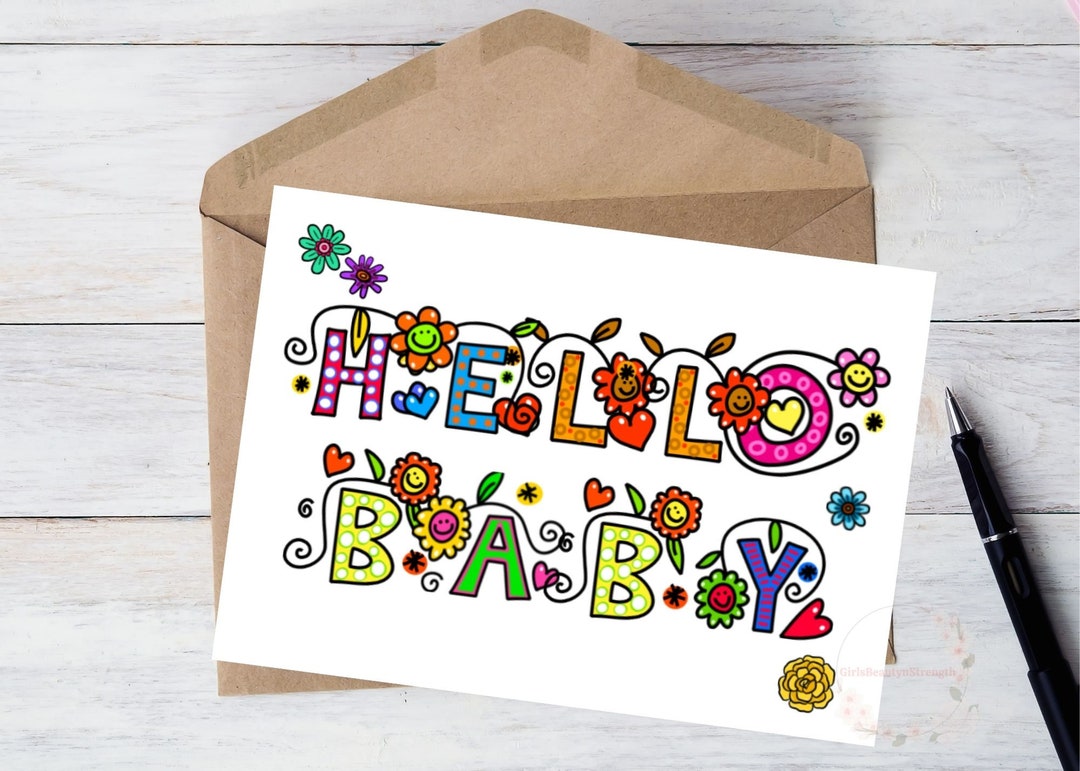 Printable New Baby Card Printable Hello Baby Card Baby Shower for Kids ...