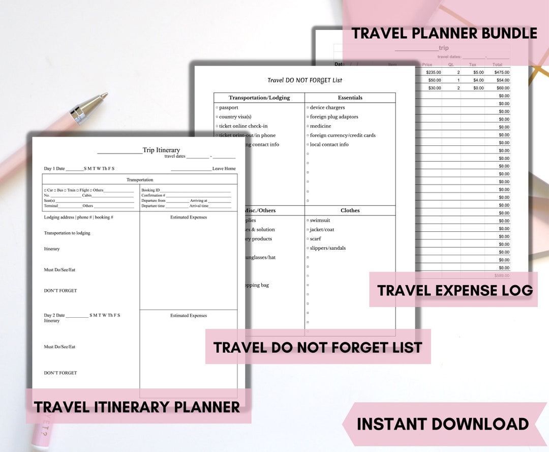 Travel Planner Bundle Editable Trip Itinerary Planner Printable Do Not ...