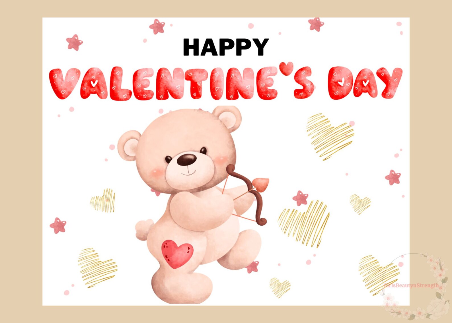 Teddy Bear Valentines Day Card Kids Classroom Printable - Etsy