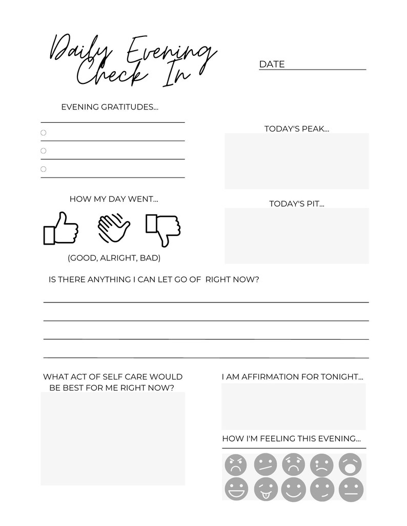 Daily Check in Journal - Etsy