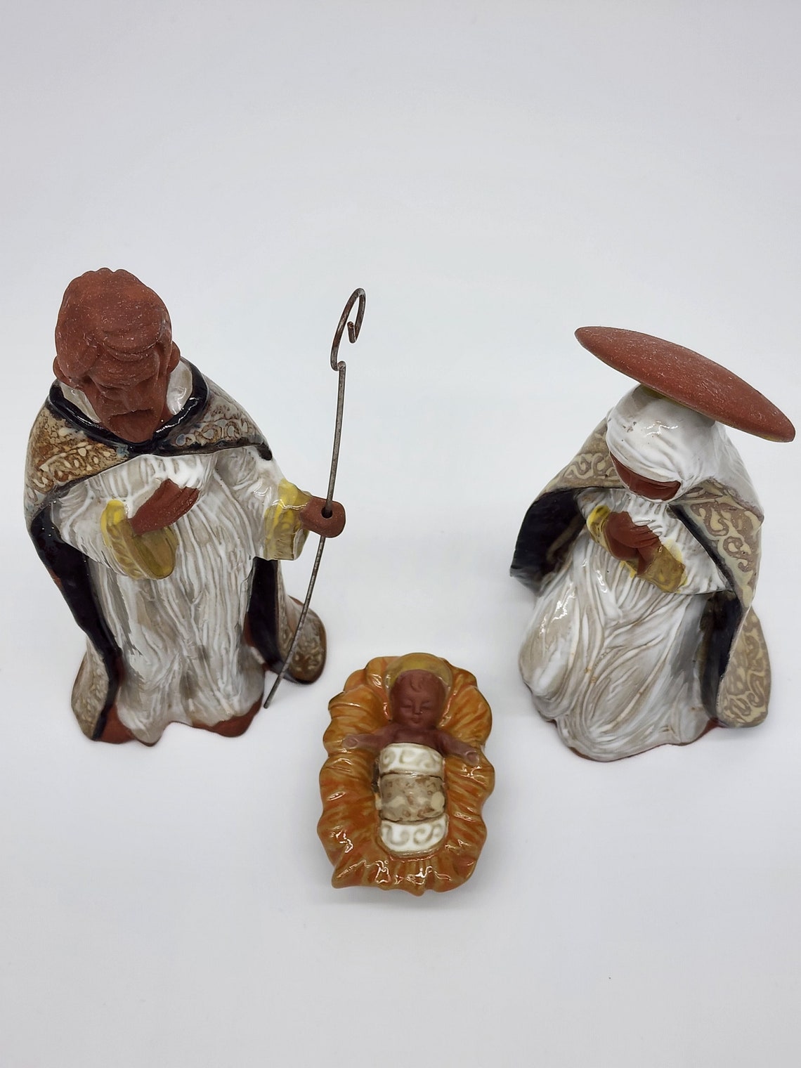 Vintage Terra Cotta Nativity Scene Set, Mary Joseph and Baby Jesus ...