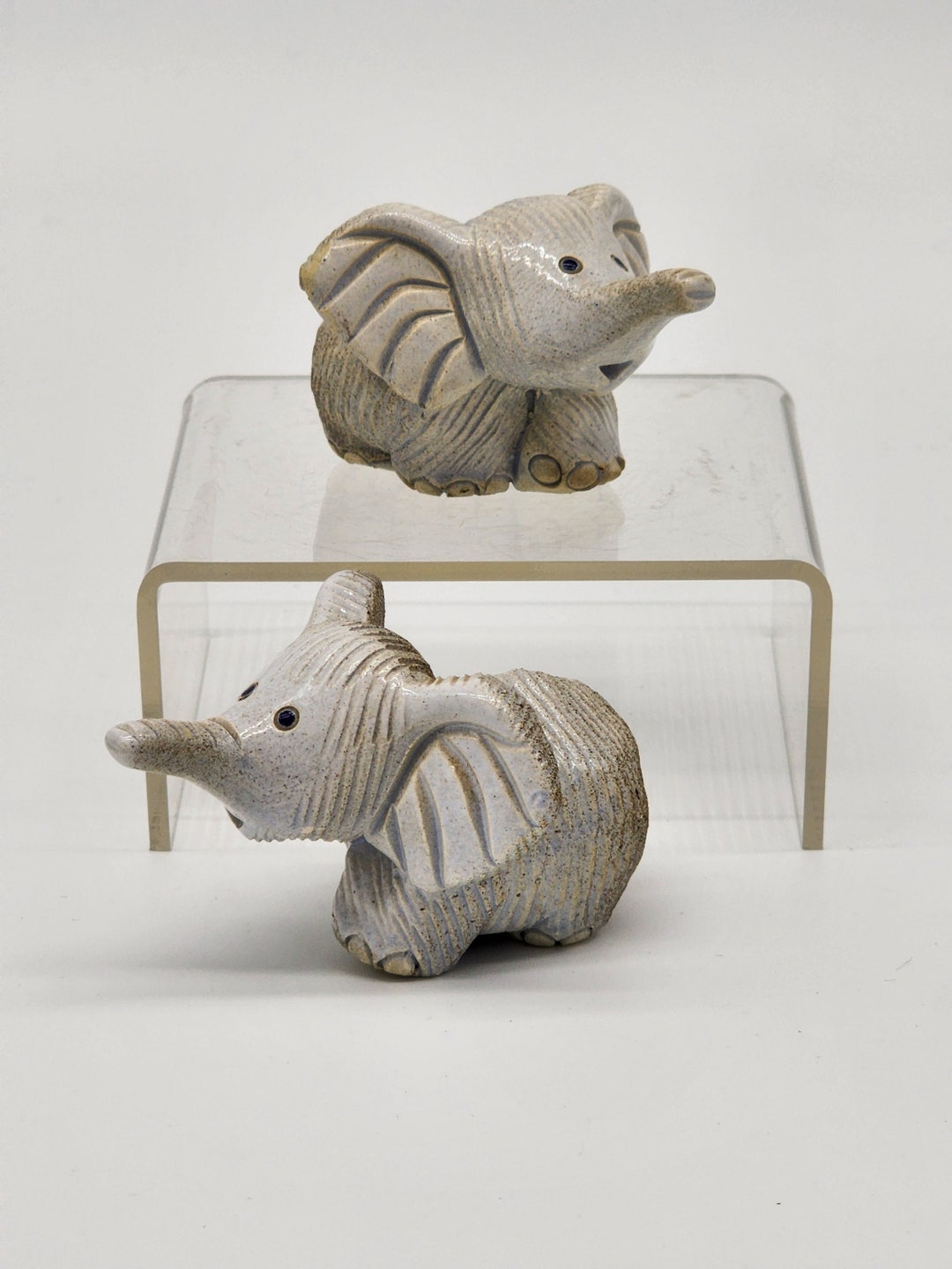 Vintage Set of Two Ceramic Artesania Rinconada Baby Elephant Figurines ...