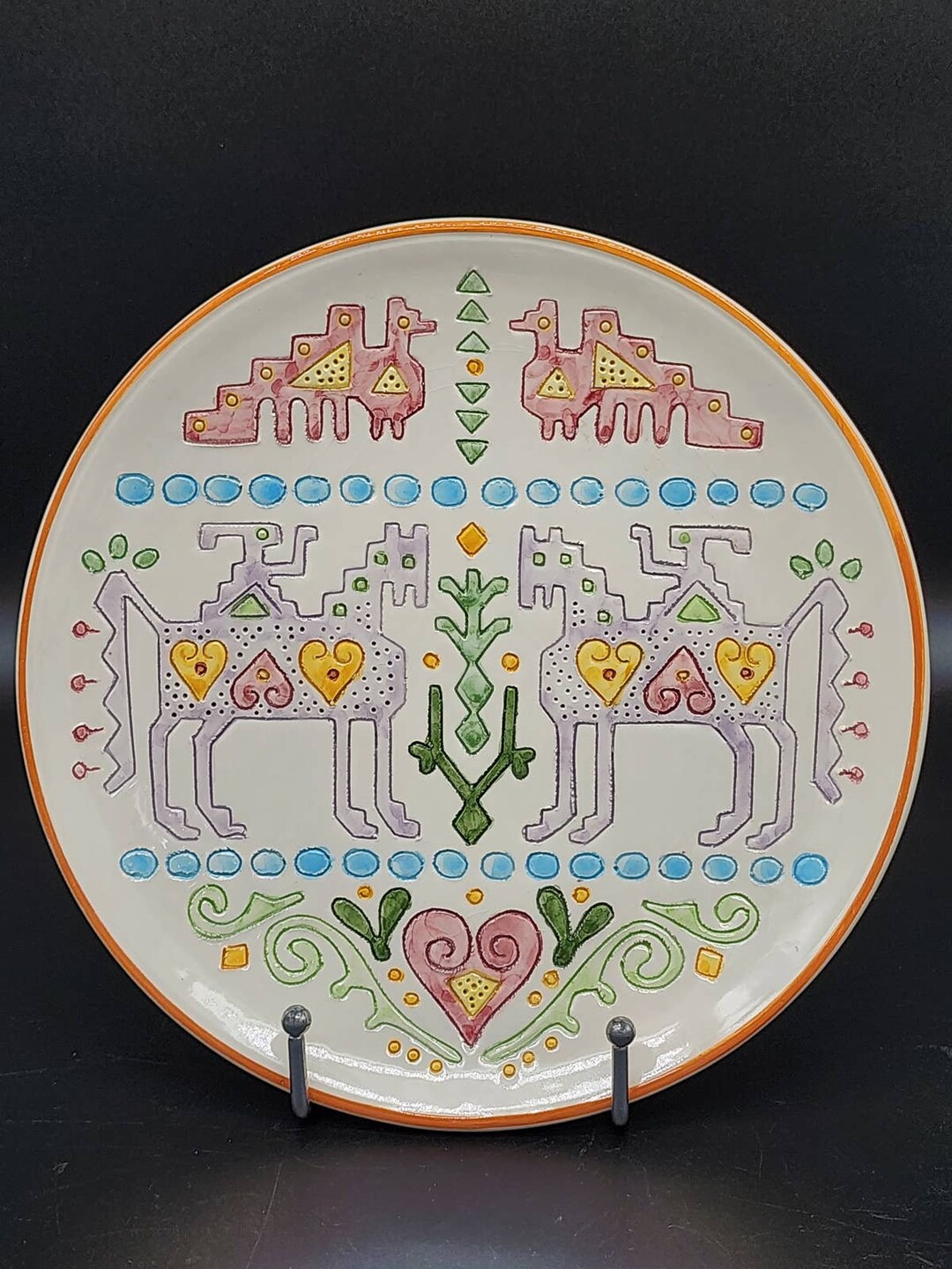 Vintage Studio Art Pottery Handmade Plate, Loddo-dorgali, Italian ...
