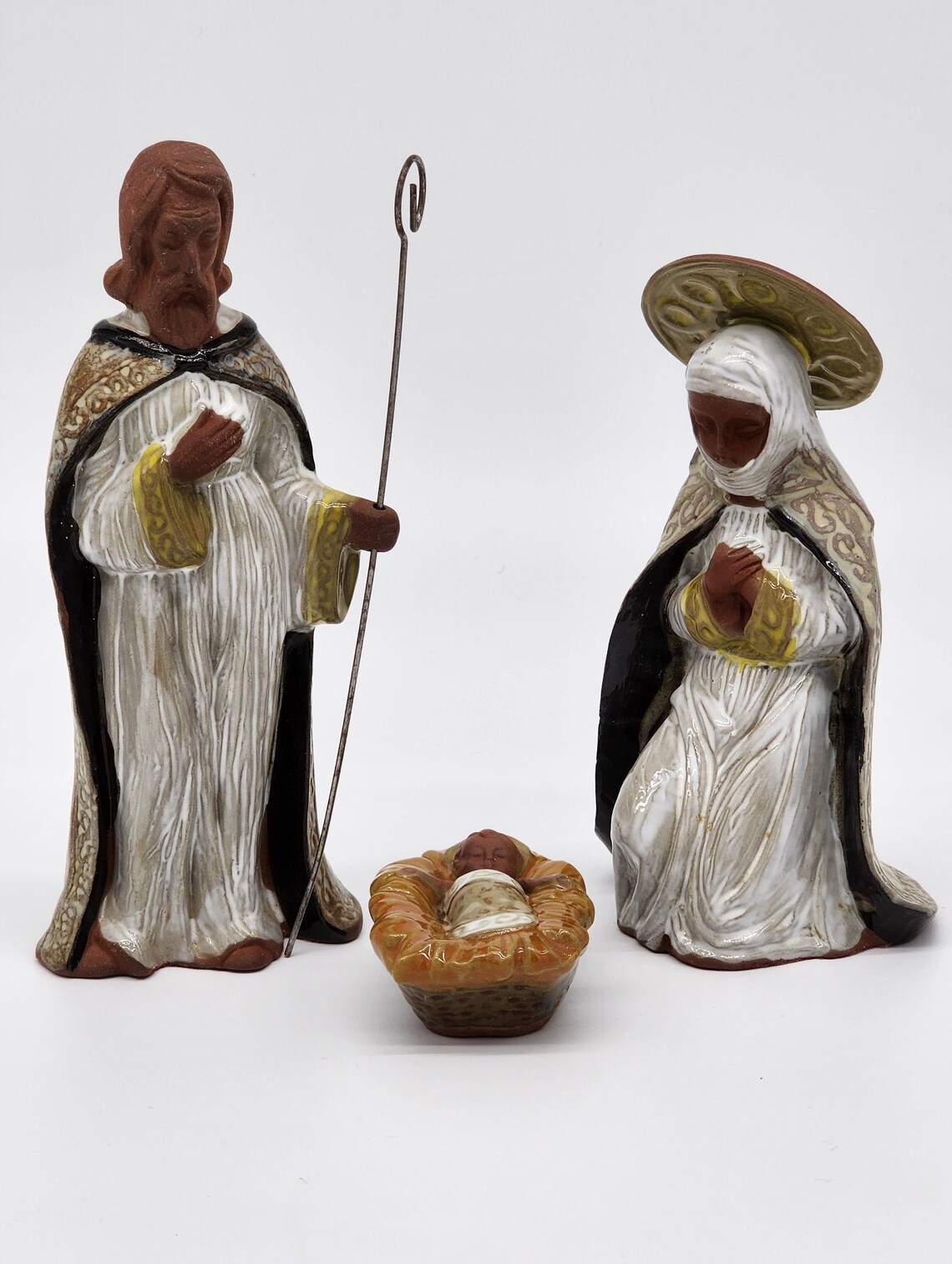 Vintage Terra Cotta Nativity Scene Set, Mary Joseph and Baby Jesus ...