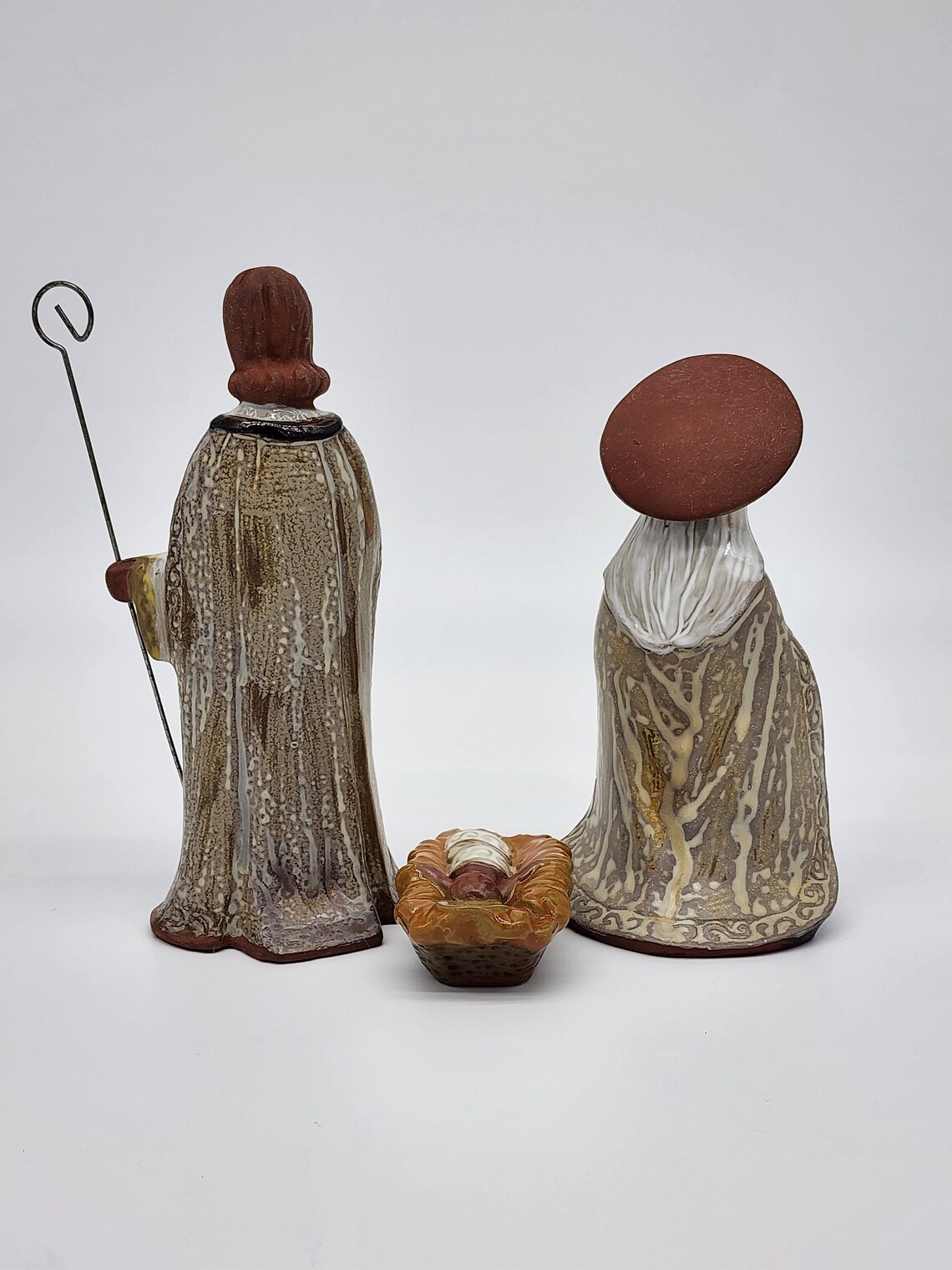 Vintage Terra Cotta Nativity Scene Set, Mary Joseph and Baby Jesus ...