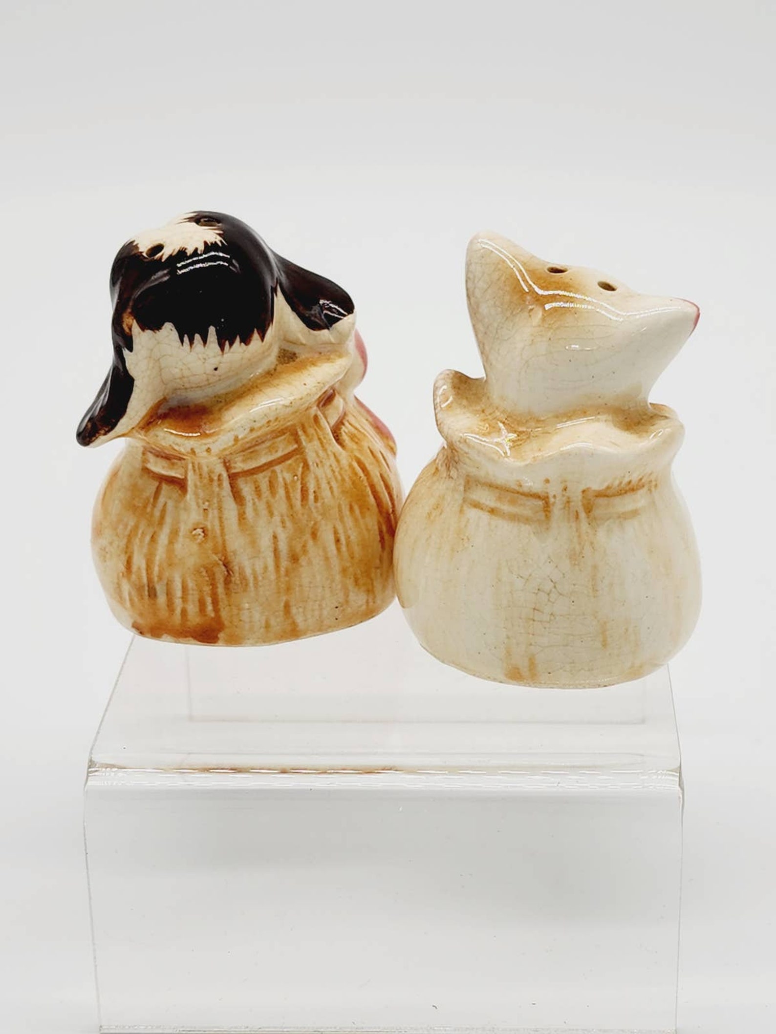 Vintage Puppy and Kitty in a Sack Salt and Pepper Shakers, Ceramic, See ...
