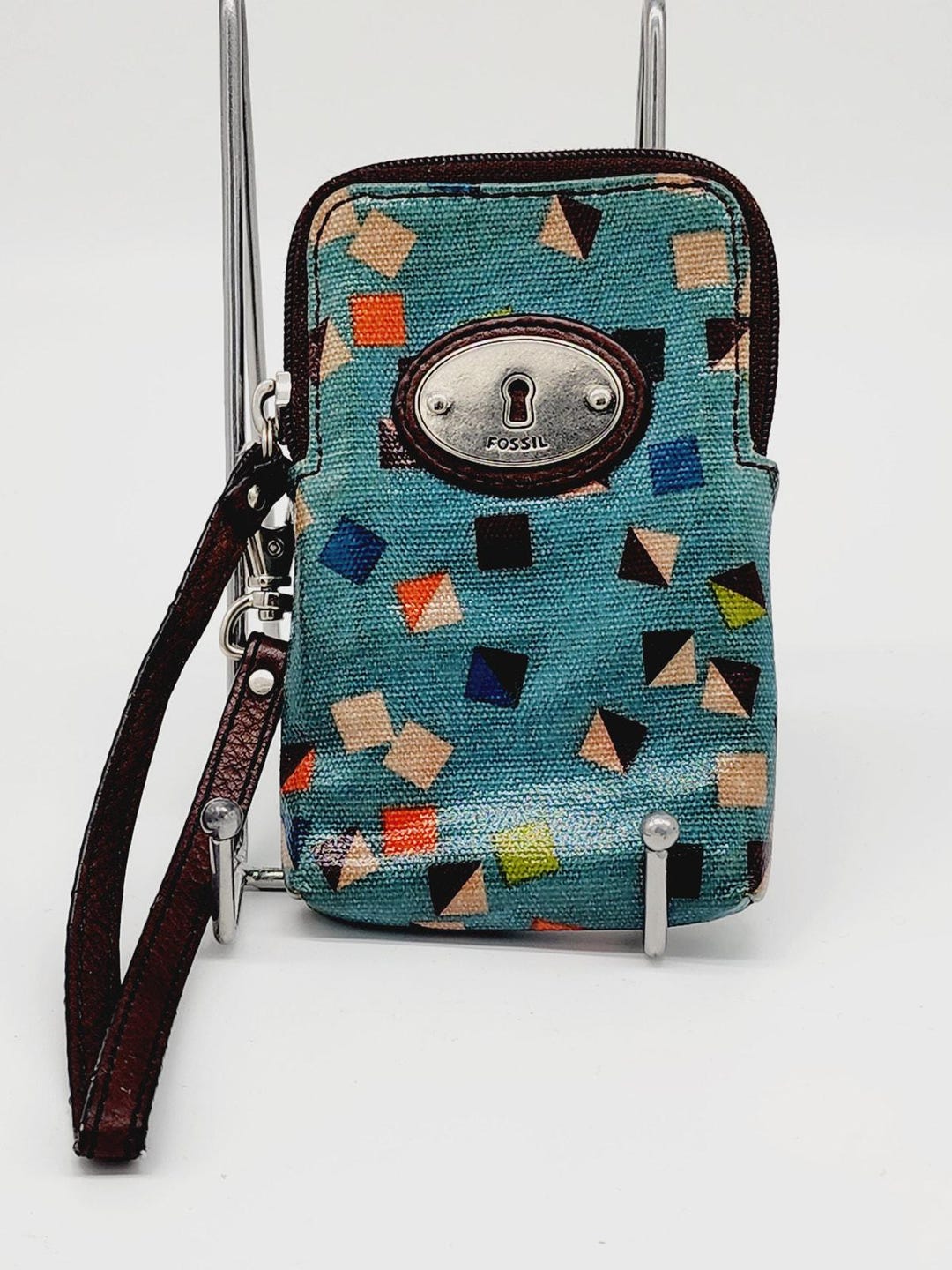 Vintage Fossil Key-per Wristlet, Wrist Wallet, Top Zip Closure Vinyl ...