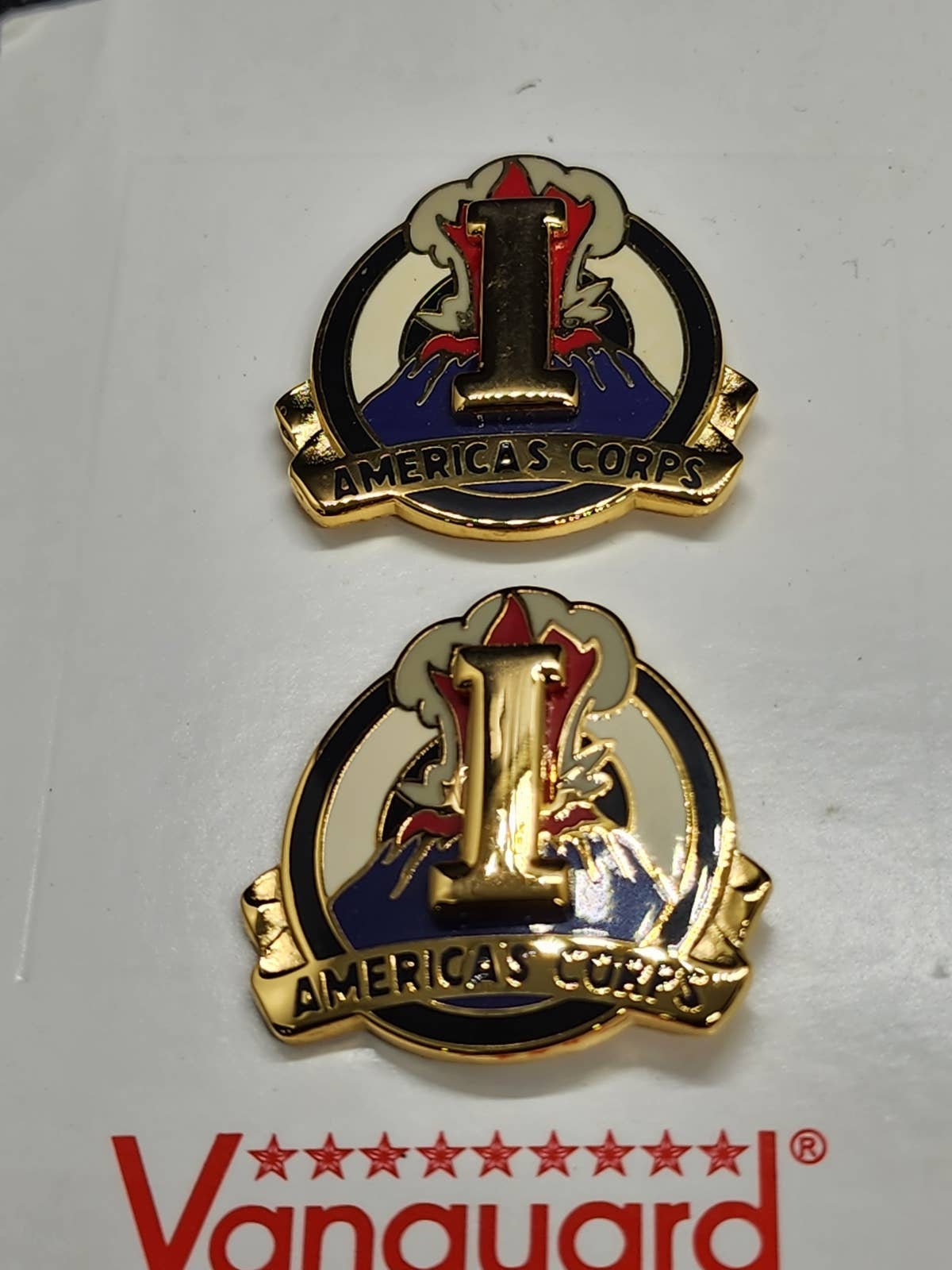 US Army Crest 1st Corps Pins, Set of 2, Vanguard Military Pins America ...