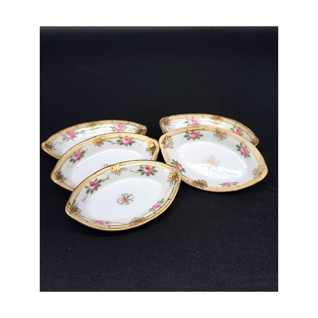 Vintage Set of 5 Nippon Porcelain Butter Pat Dishes Hand Painted Great ...