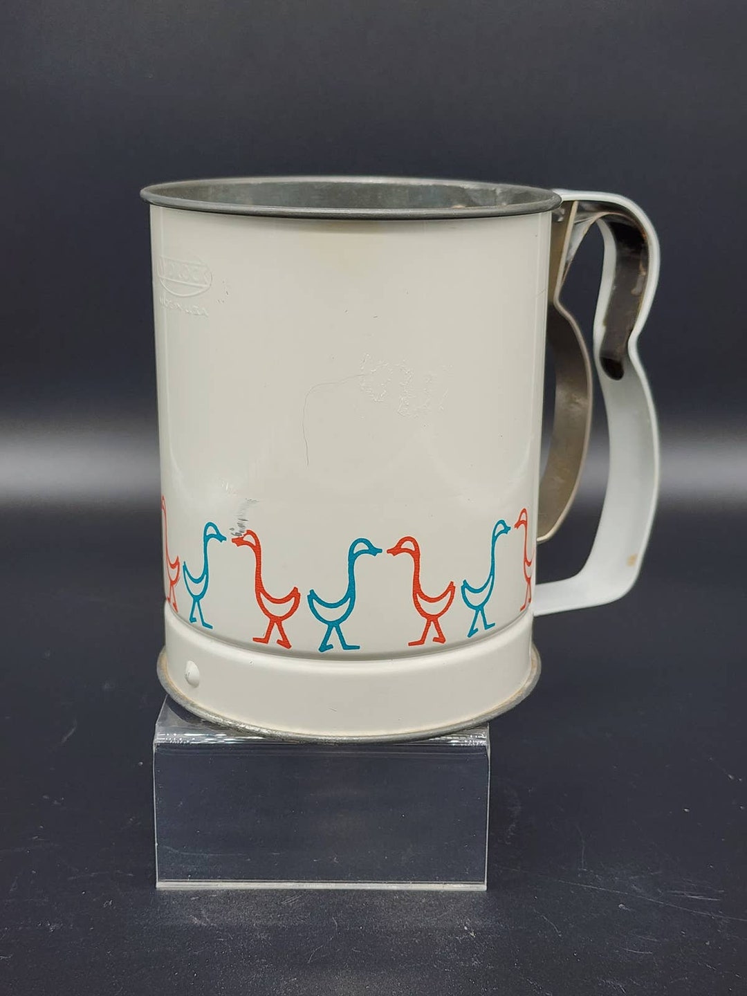 Vintage Androck Geese Flour Sifter, Cream W/ Red & Blue Geese, Made in ...