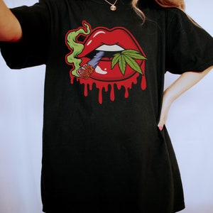 Weed Lips Shirt Marijuana Lips Lips With Joint Baddie - Etsy