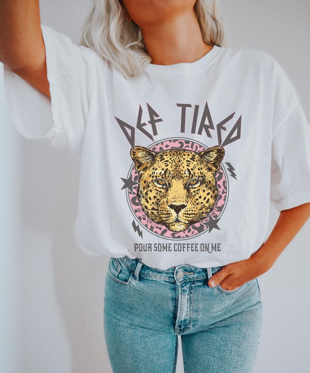 Def Tired Shirt, Def Leppard, Coffee Lover, Retro, Western, Graphic Tee ...