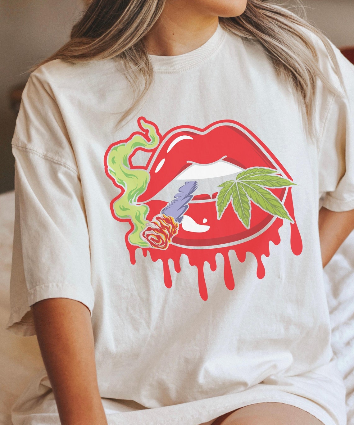 Weed Lips Shirt Marijuana Lips Lips With Joint Baddie - Etsy