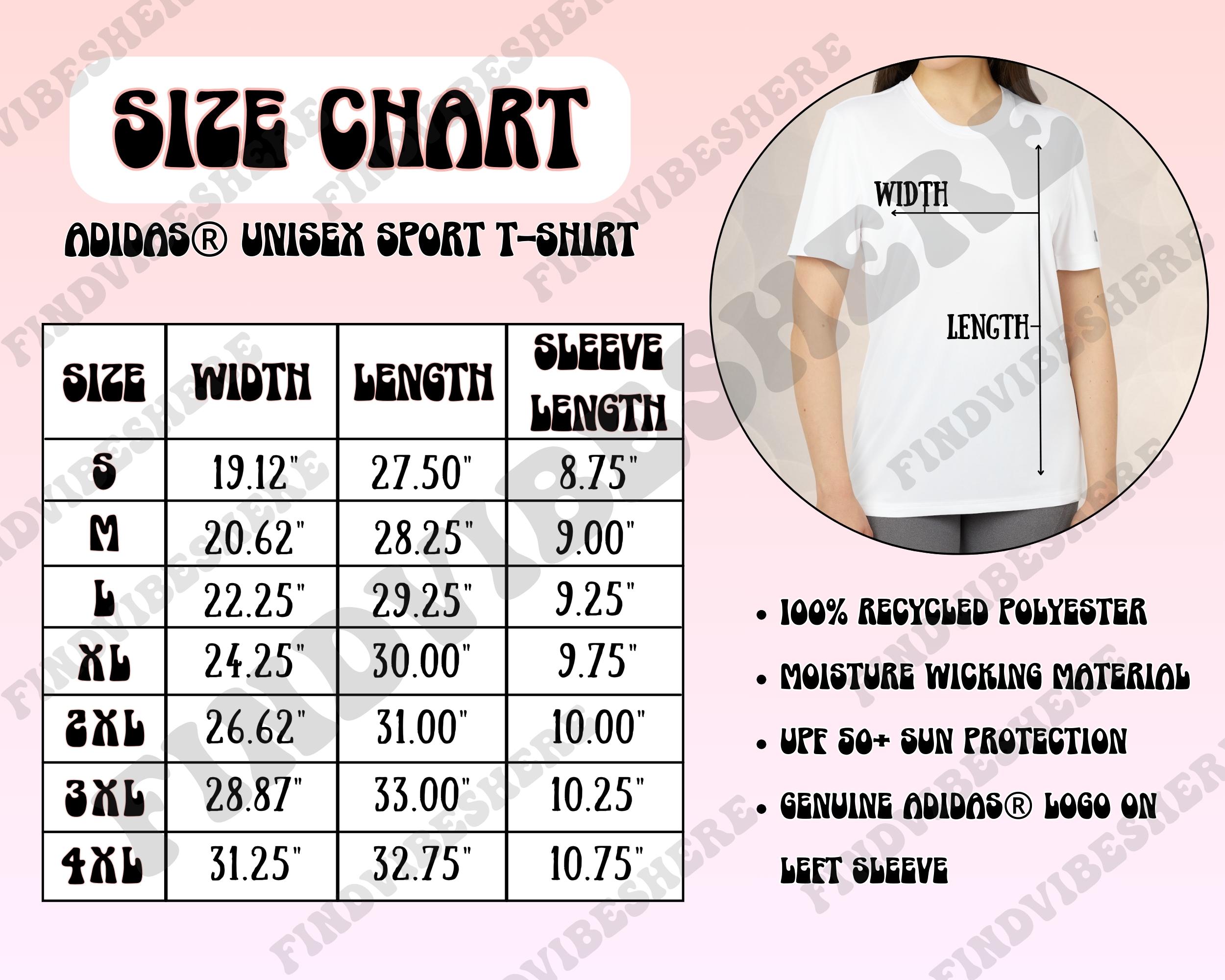 Adidas Unisex Sport T-shirt Size Chart (digital Download) - Etsy