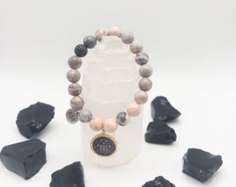Pink Zebra Jasper Contentment Crystal Healing Gemstone Bracelet Amelie ...