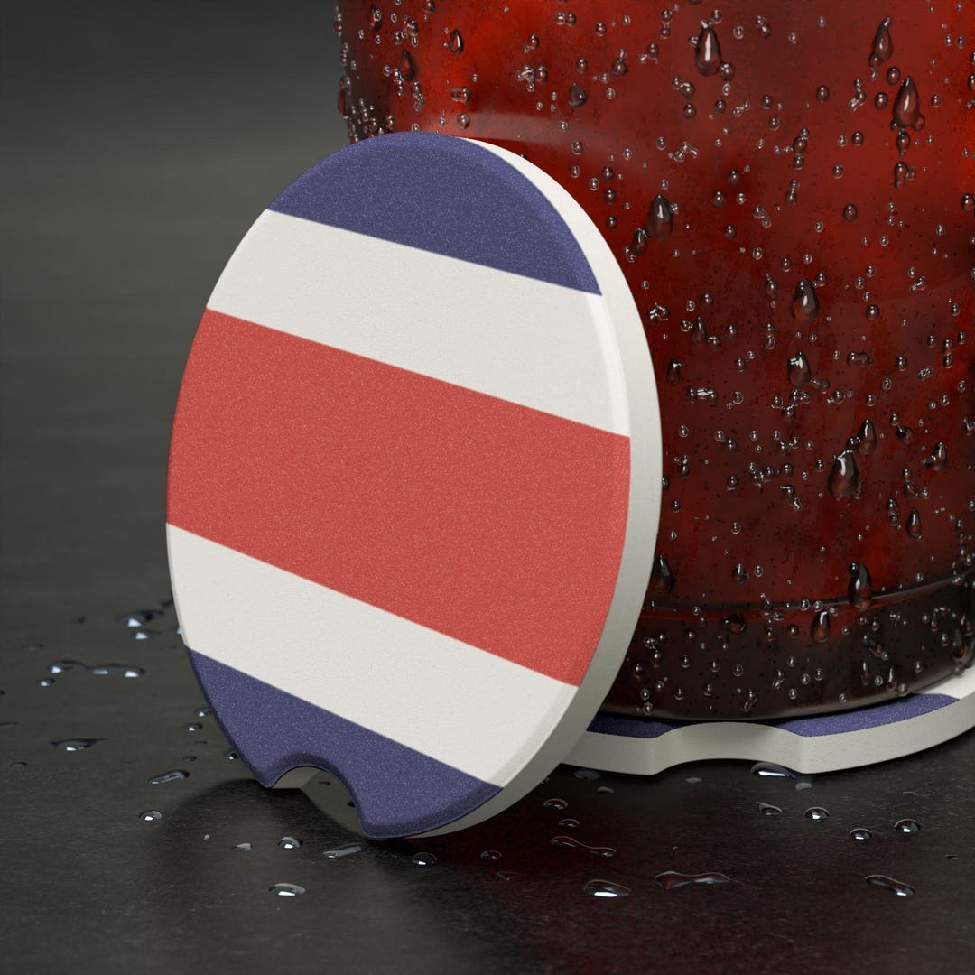 Soapstone Car Coaster - Costa Rican Flag Design, Flag of Costa Rica ...
