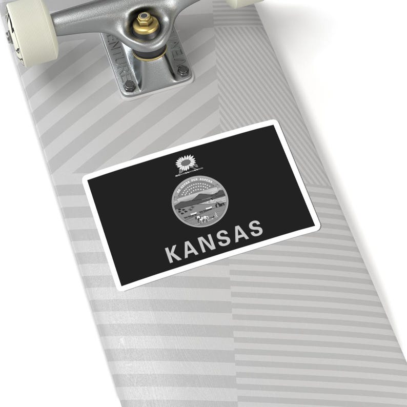 Kansas State Flag Sticker - Grayscale/blackout Color Scheme, Kiss-cut ...