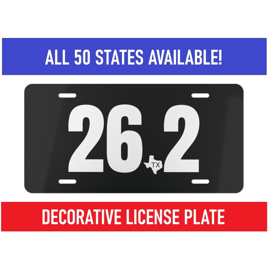 26.2 Marathon Vanity License Plate With Custom State Shape Dot ...
