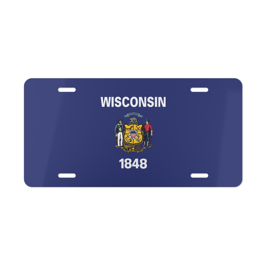 Flag of Wisconsin Vanity License Plate, Wisconsin State Flag Decor ...