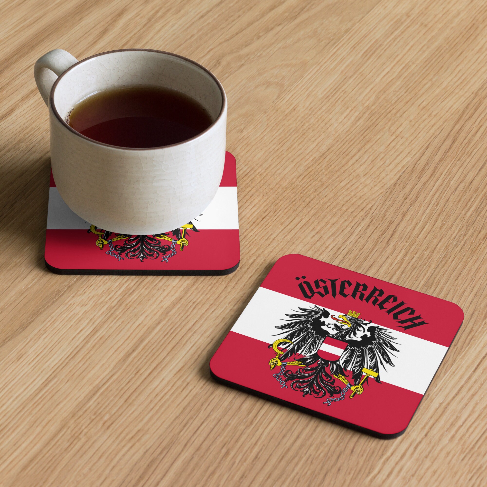 Austria Coat of Arms With Flag Background Cork-back Coaster, Österreich ...