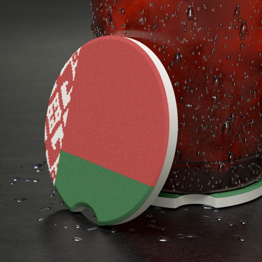Soapstone Car Coaster - Belarusian Flag Design, Flag of Belarus ...