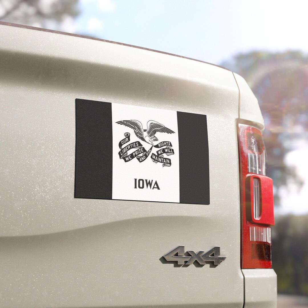 Iowa State Flag Magnet - Grayscale/blackout Color Scheme, 7.5" X 4.5 ...