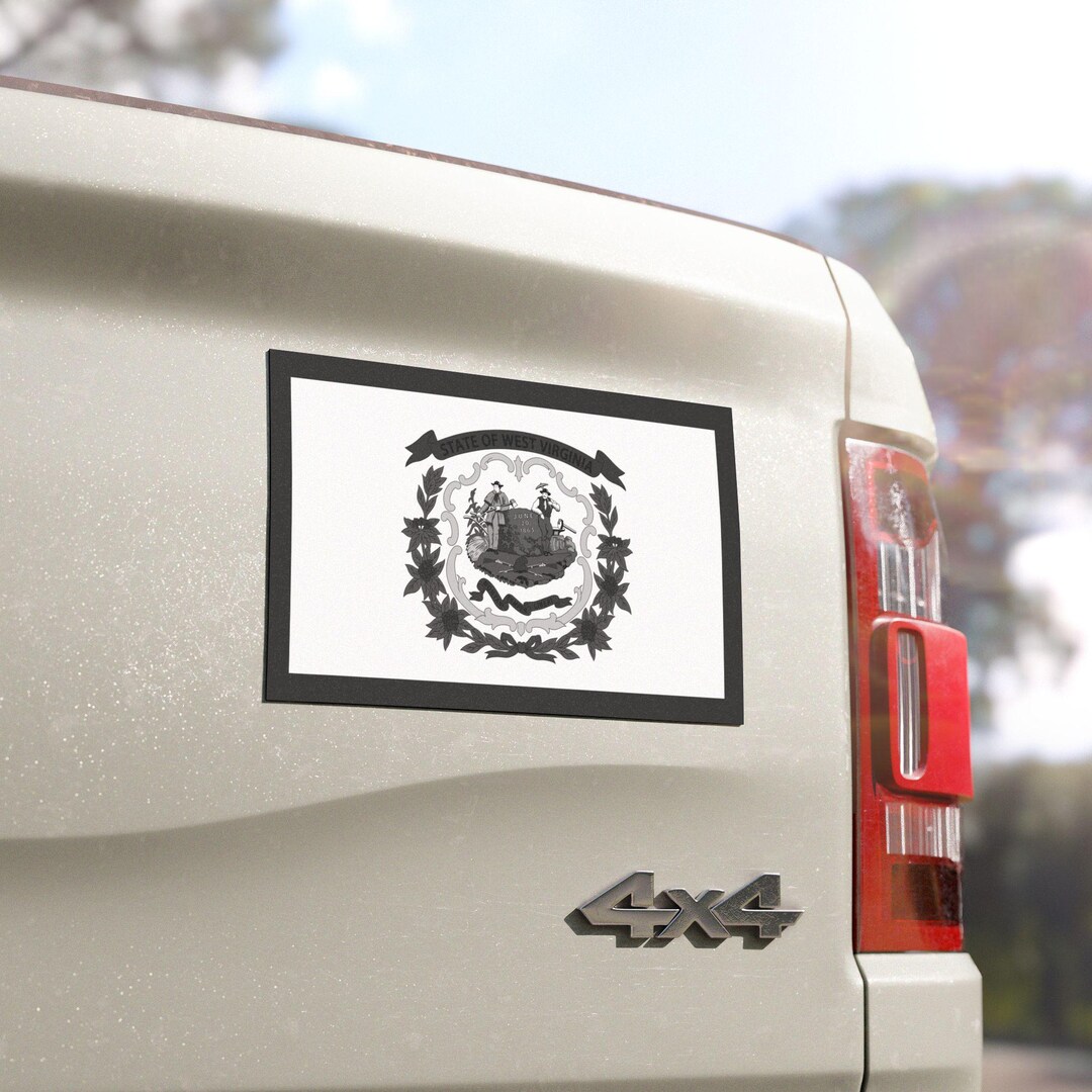 West Virginia State Flag Magnet - Grayscale/blackout Color Scheme, 7.5 ...