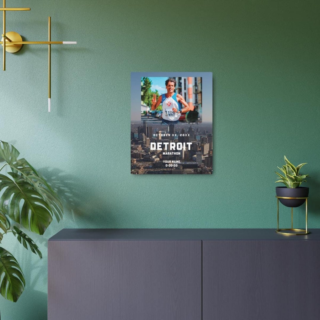 Enseigne d'art personnalisée en métal du marathon de Détroit, cadeau ...