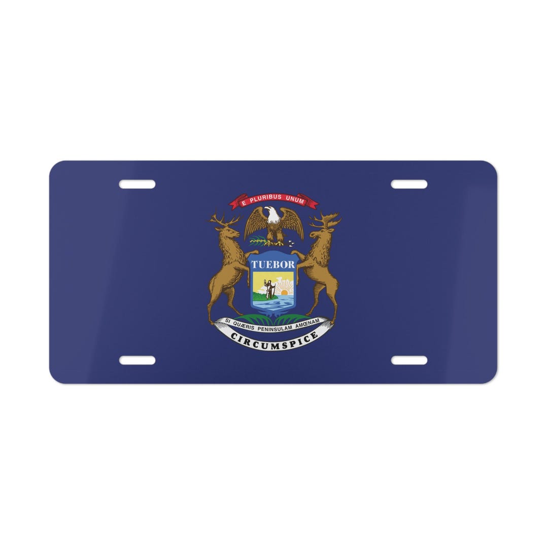 Flag of Michigan Vanity License Plate, Michigan State Flag Decor ...