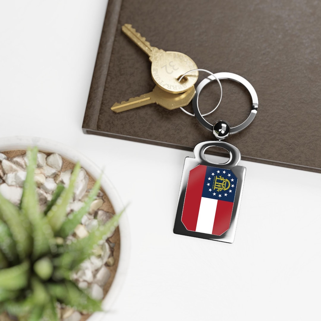 Flag of Georgia Rectangle Photo Keyring/keychain, Georgia State Flag ...