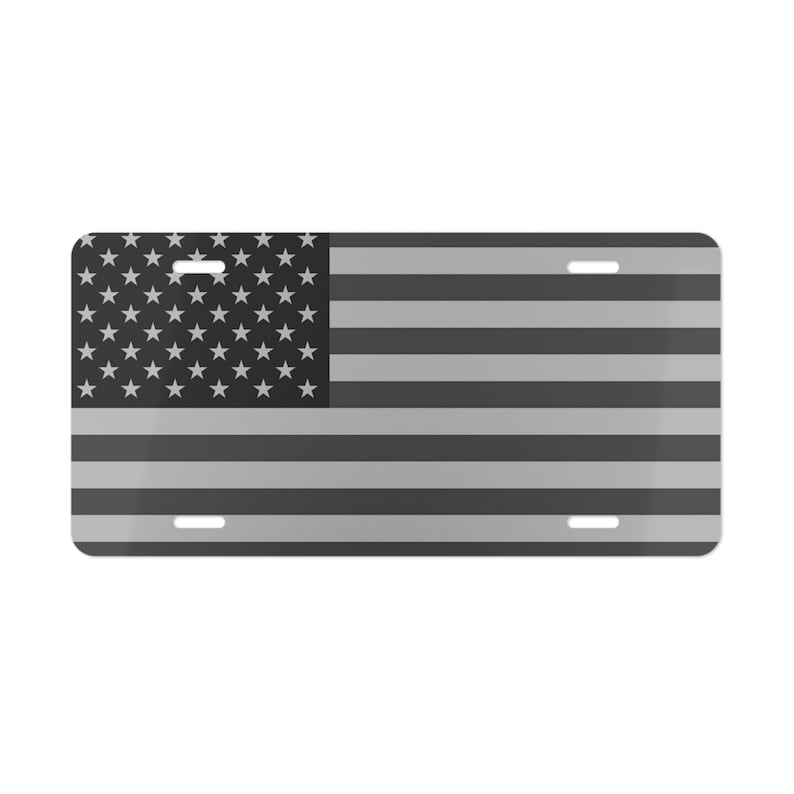 American Flag Black Out Edition Vanity License Plate, Grayscale ...