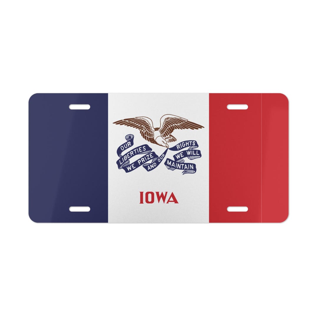 Flag of Iowa Vanity License Plate, Iowa State Flag Decor, Iowa Souvenir ...