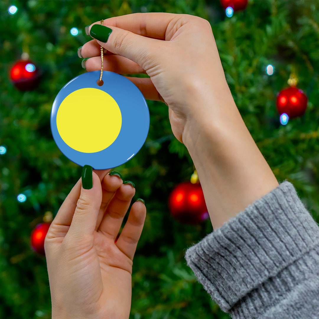 Ceramic Ornament, Flag of Palau Design - Palauan Flag Souvenir, Home ...