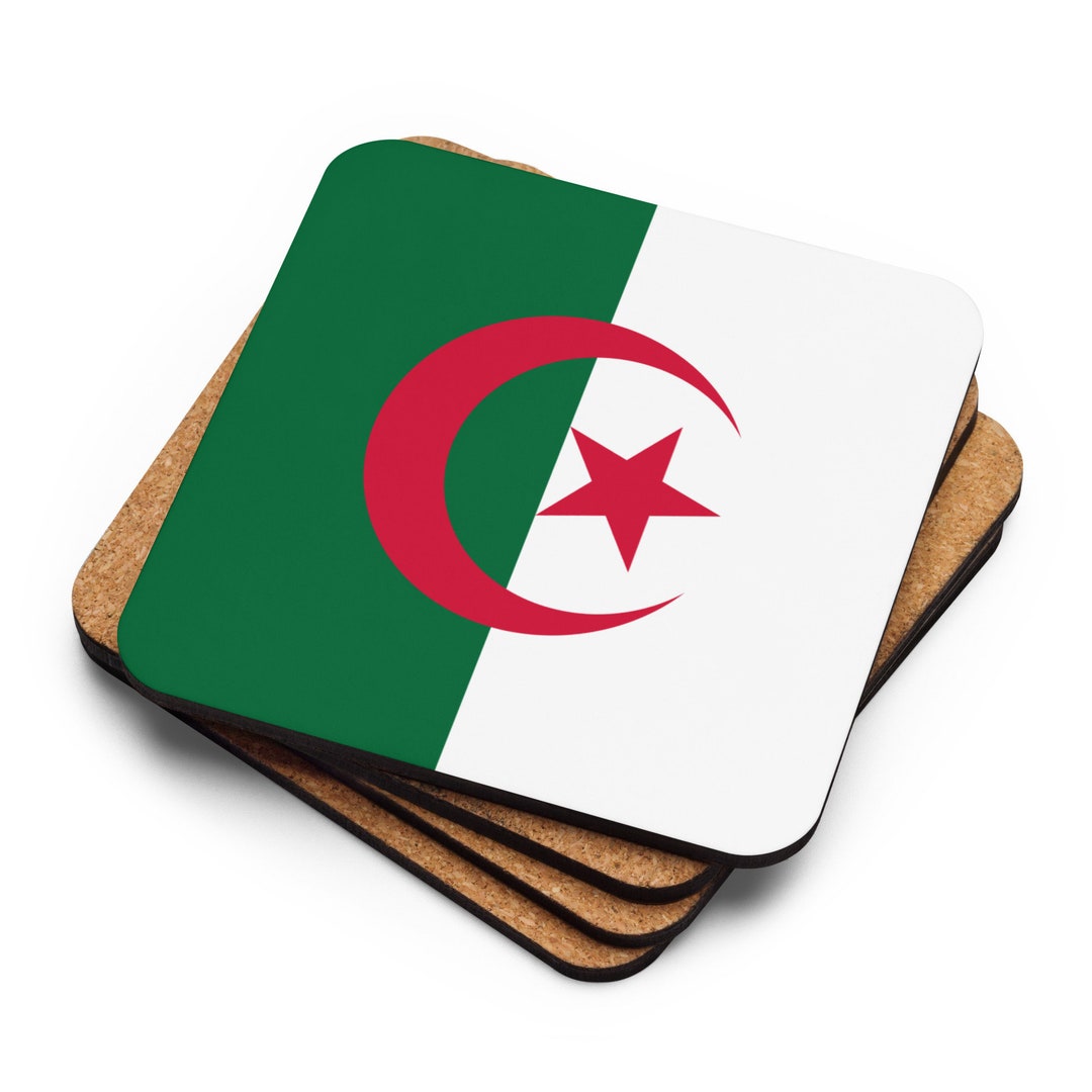 Algeria Flag Cork-back Coaster, Algerian Flag, Travel Souvenir, Home ...