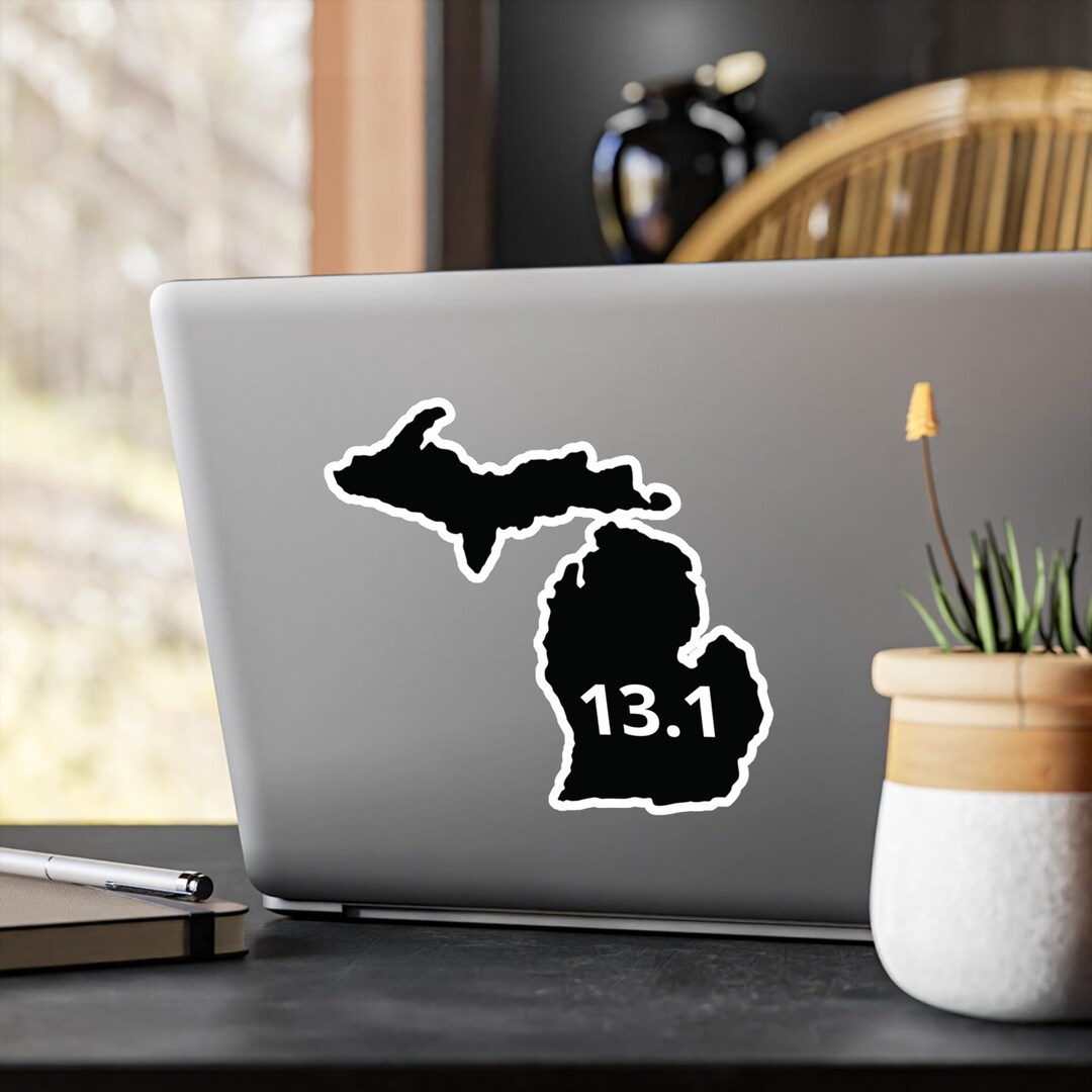Michigan Vinyl Decal - 13.1 Half Marathon Distance Sticker, Black ...