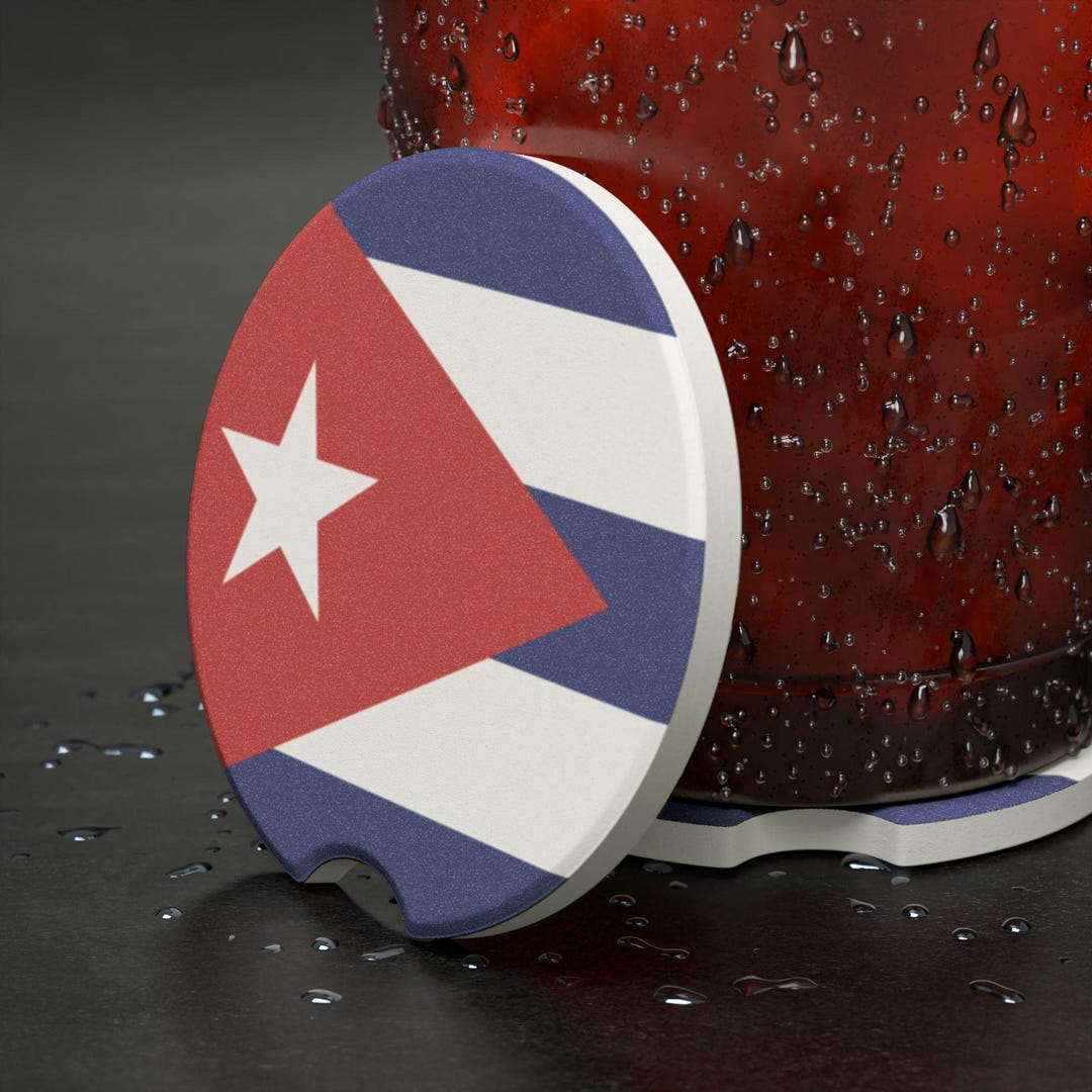Soapstone Car Coaster Cuban Flag Design, Flag of Cuba, Cuba Gift, Cuban ...