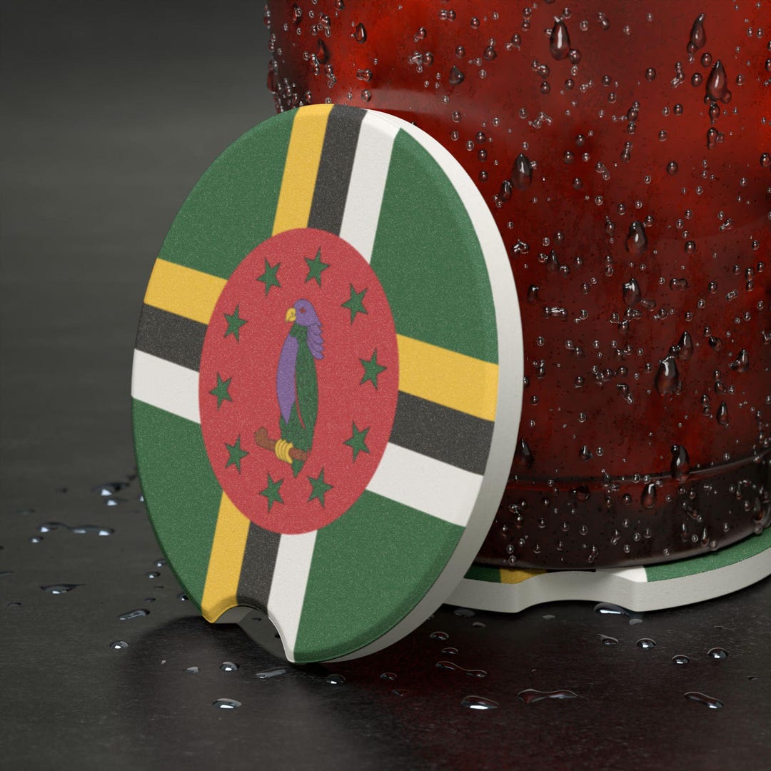 Soapstone Car Coaster - Dominican Flag Design, Flag of Dominica ...