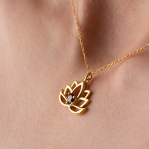 Silver Lotus Flower Necklace, Birthstone Jewelry, Lotus Jewellery,lotus Flower Pendant,charm ...