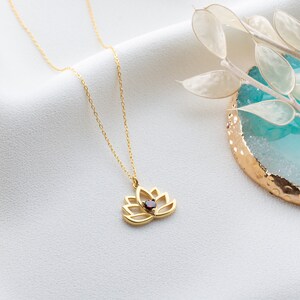 Silver Lotus Flower Necklace, Birthstone Jewelry, Lotus Jewellery,lotus Flower Pendant,charm ...