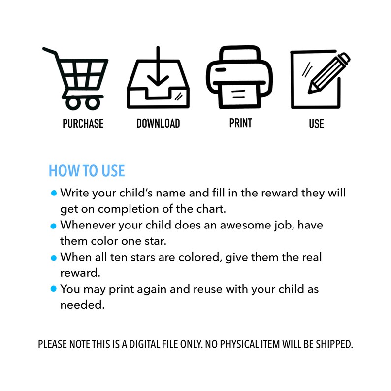 Color the Stars Reward Chart for Kids - Behavior Chart, Chore Chart ...