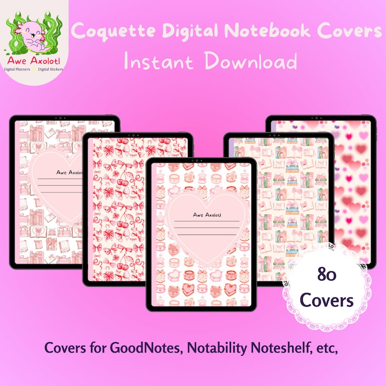 Coquette Digital Notebook Covers - Etsy
