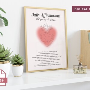 Daily Affirmations | Self Love | Motivational Wall Art | Positivity ...