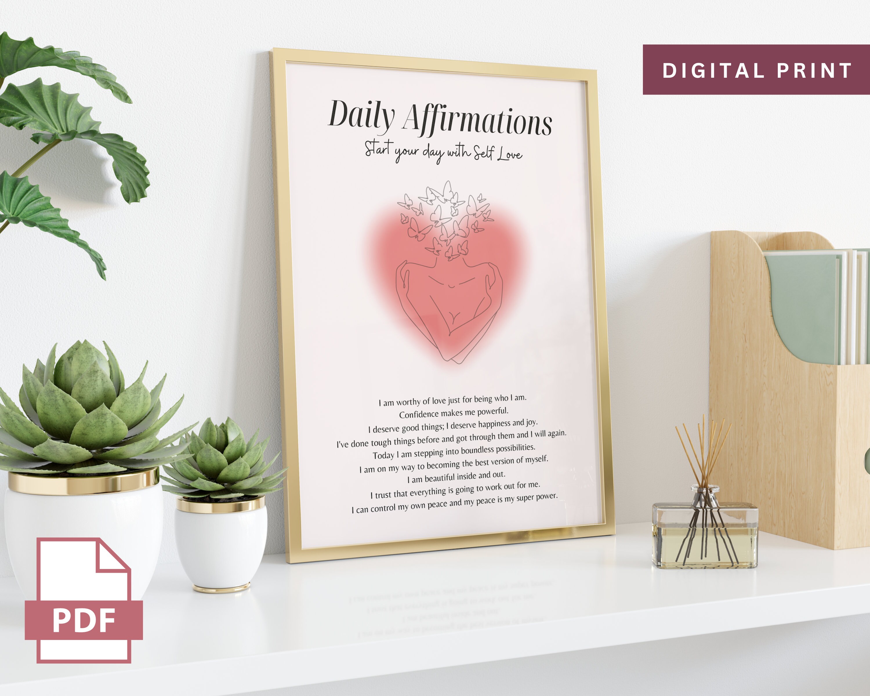 Daily Affirmations | Self Love | Motivational Wall Art | Positivity ...
