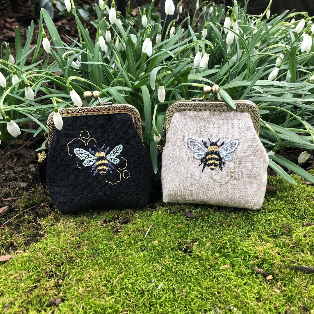 Handmade Bee Embroidered Coin Purse With Removable Tassel and Charm ...