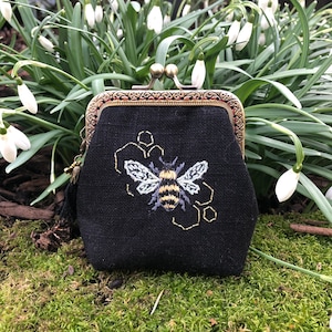Handmade Bee Embroidered Coin Purse With Removable Tassel and Charm ...