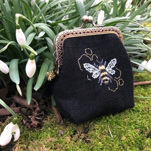 Handmade Bee Embroidered Coin Purse With Removable Tassel and Charm ...