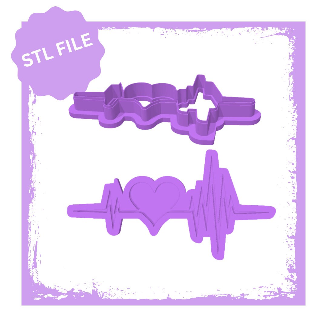 ECG Debosser & Cookie Cutter STL File, Nurse Cookie Cutters, Medical ...